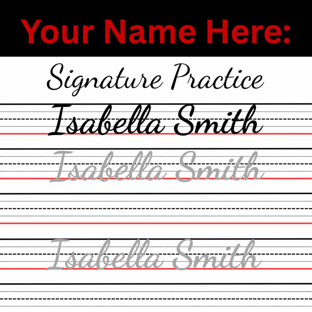 Personalized Signature Worksheets. READY QUICKLY! Custom Name Practice ...
