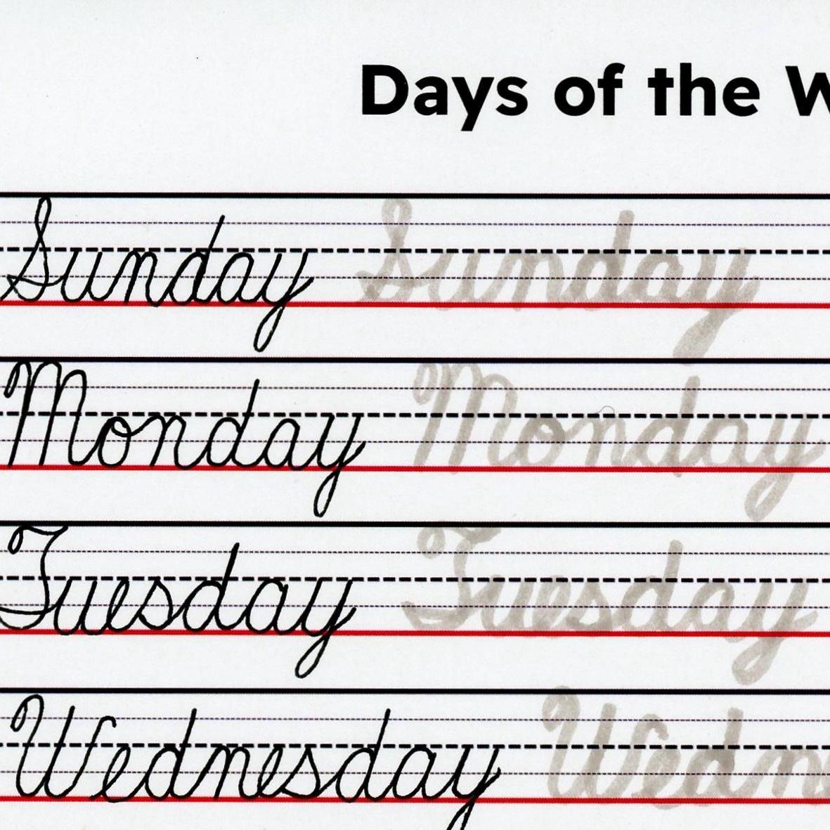 Cursive Practice Worksheet for Days of the Week. With Video Tutorial ...