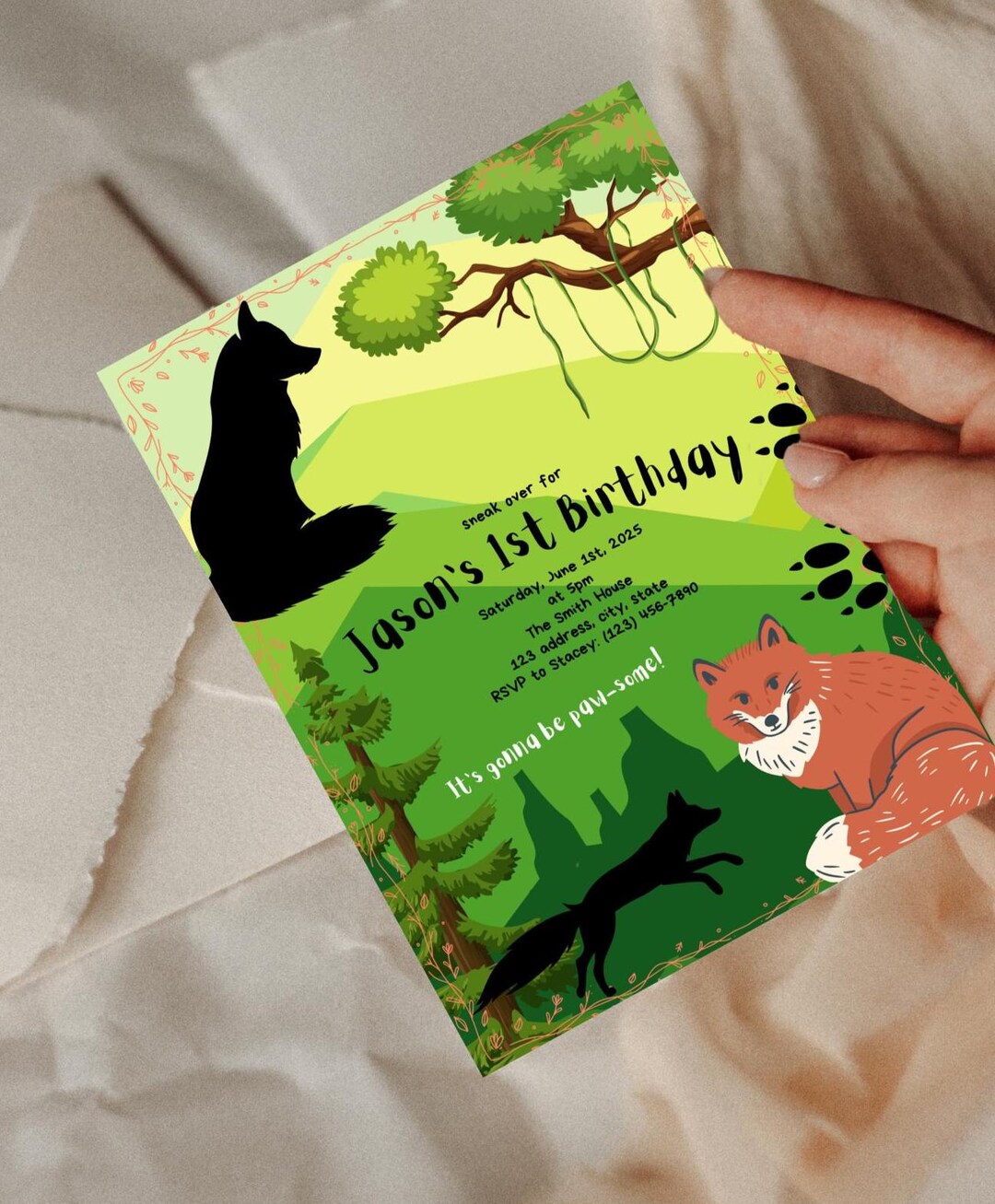 Editable Fox Forest Birthday Invitation, Fox Birthday Invite, Kids ...