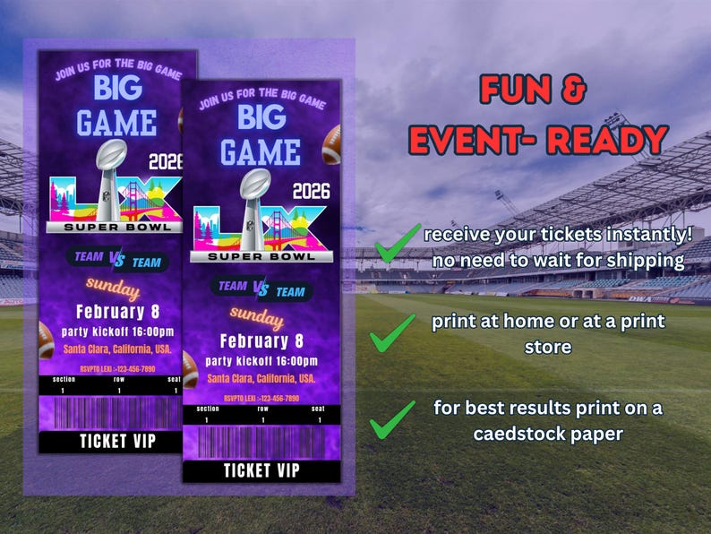 Big Game Party Invitation| LX 2026 | Canva Editable Invite | Digital ...