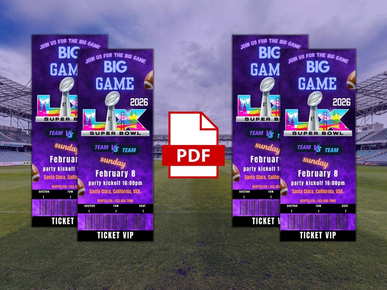Big Game Party Invitation| LX 2026 | Canva Editable Invite | Digital ...
