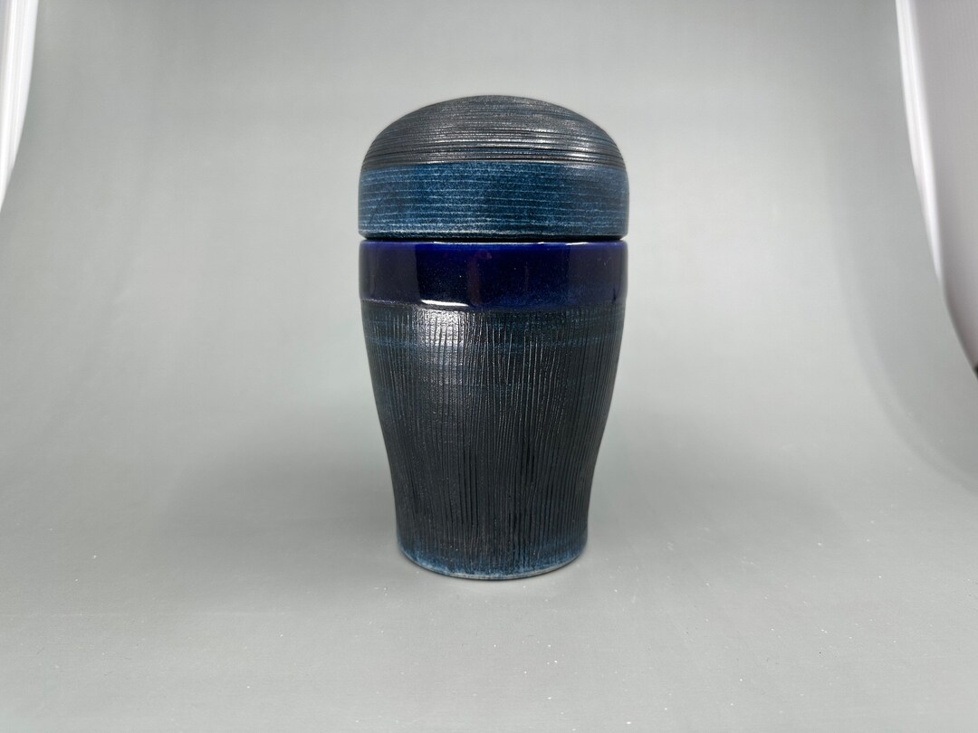 Royal Blue Ceramic Canister - Large Arcane Handthrown Ancient Artifact ...
