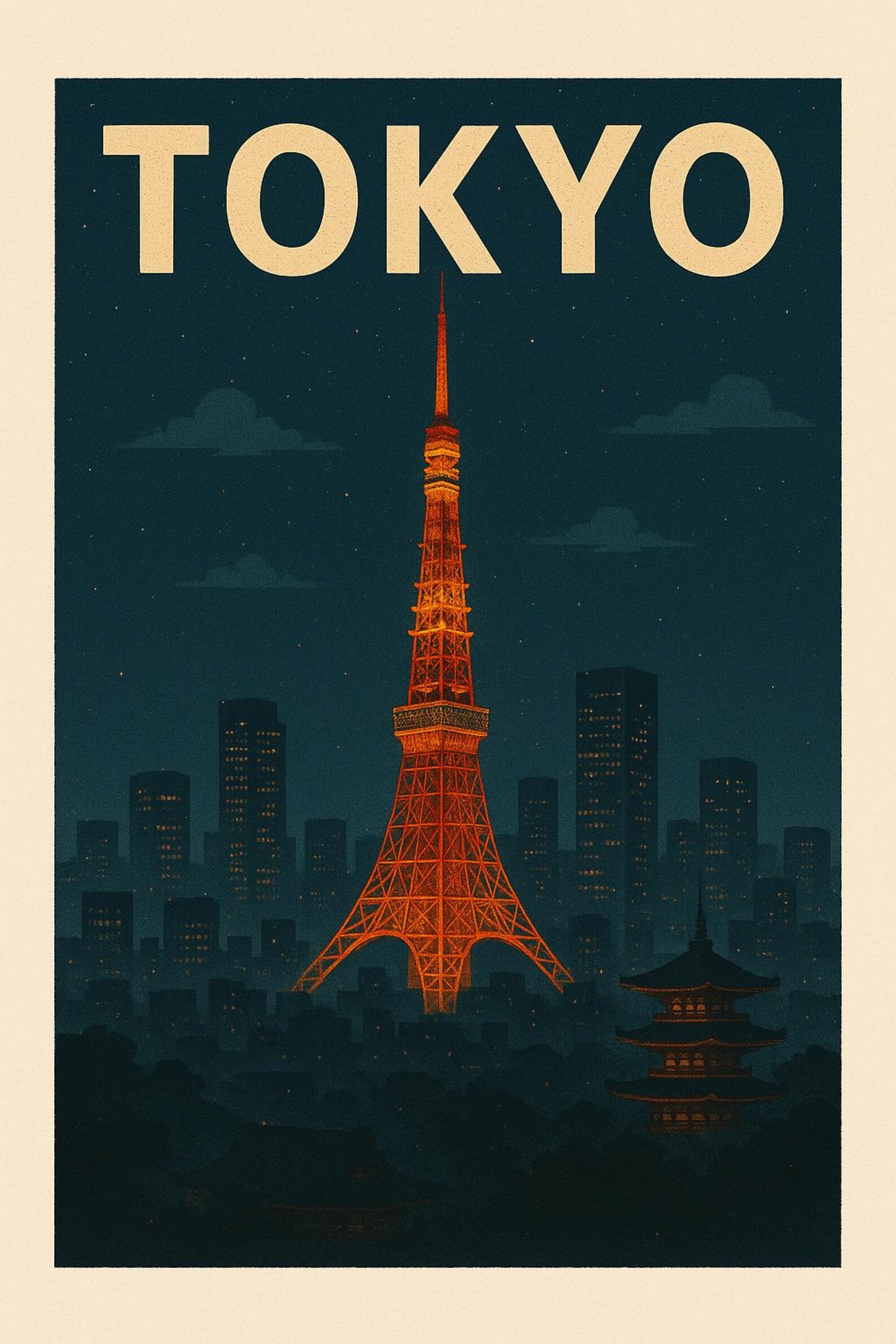 Tokyo Skyline Printable Wall Art | Japan Travel Poster | Digital ...