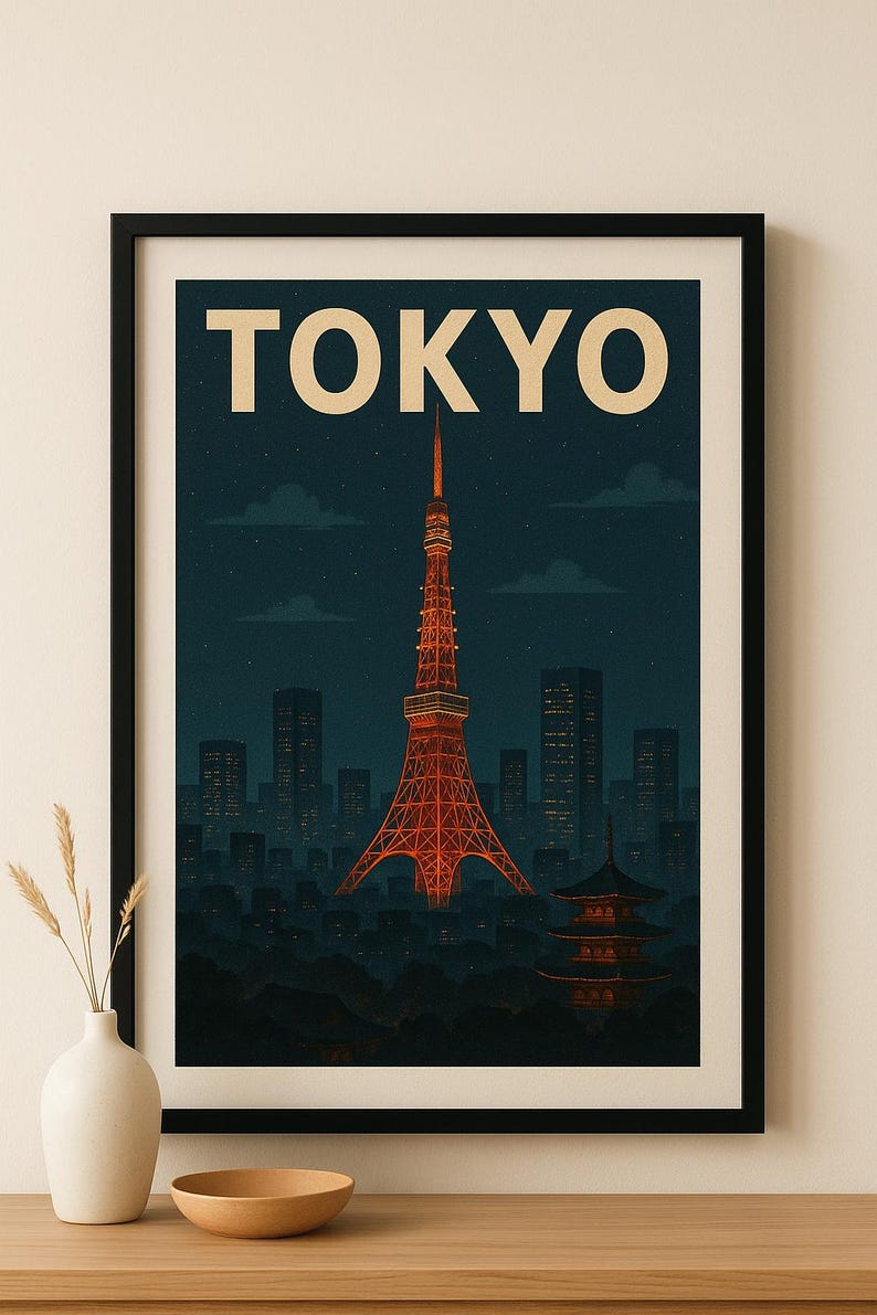 Tokyo Skyline Printable Wall Art | Japan Travel Poster | Digital ...