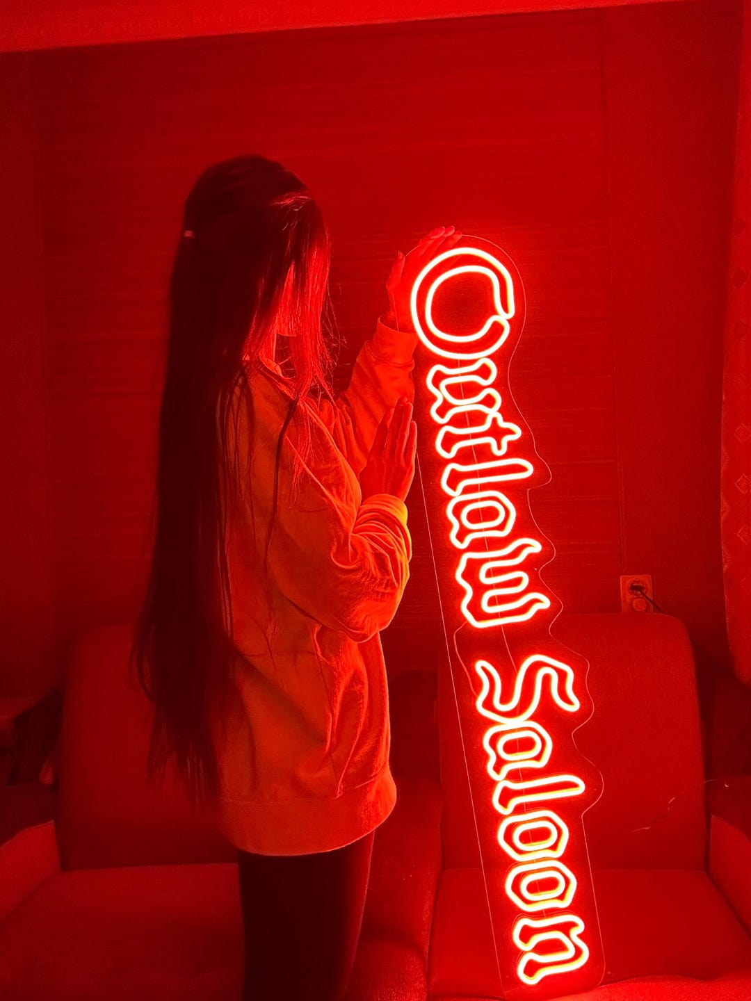 Outlaw Saloon Neon Sign – Red LED Western Bar Decor - Etsy