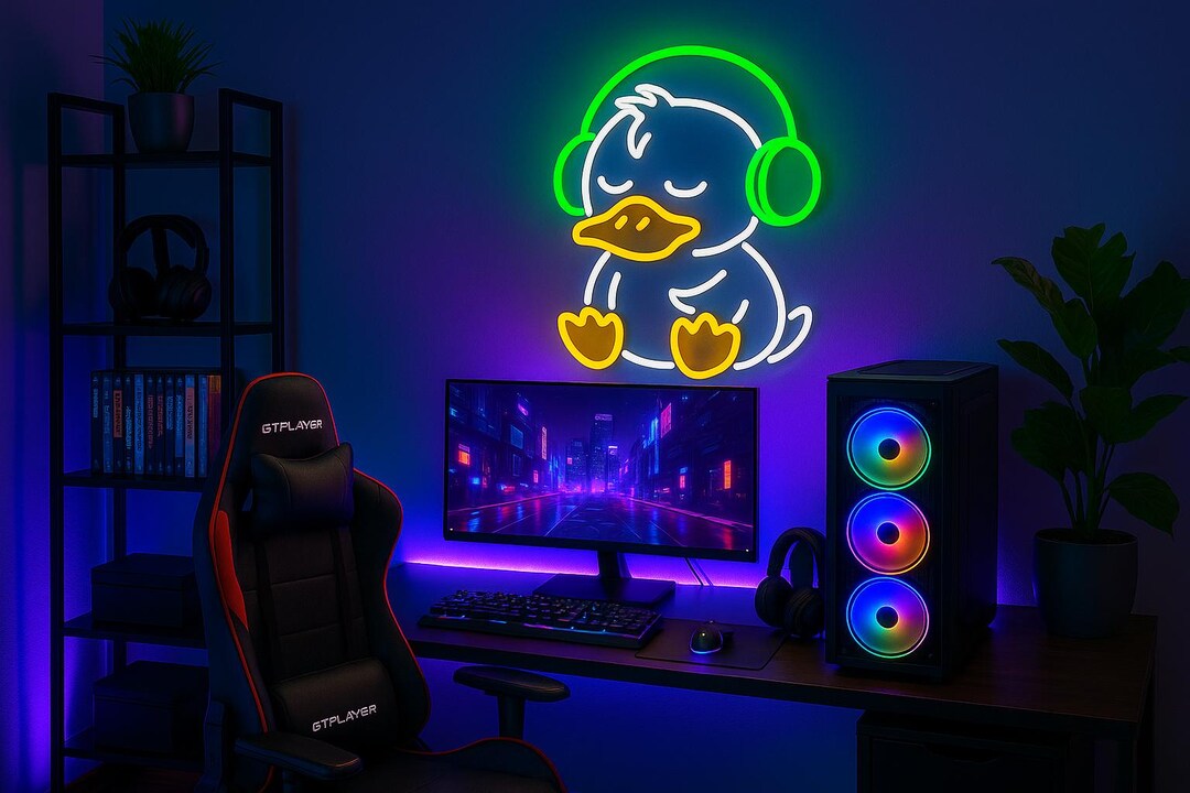 Custom Neon Duck Gamer Room Sign, LED Cartoon Decor - Etsy