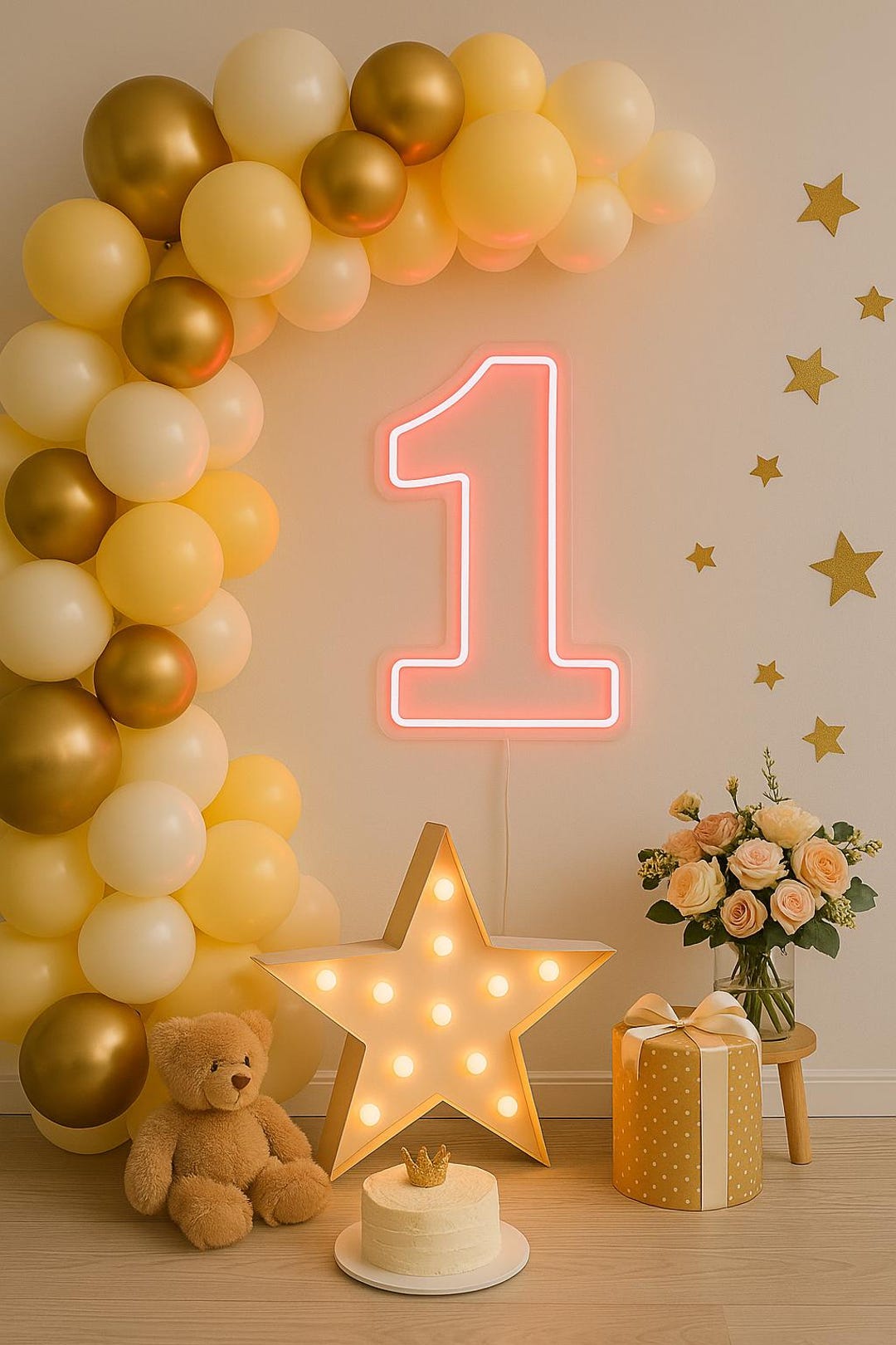 First Birthday Neon Sign, Birthday Photo Prop, Custom LED Number, Baby ...