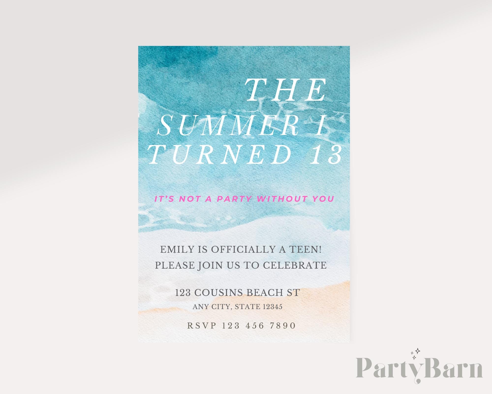 The Summer I Turned 13 Invitation | DIY Printable Canva Template ...