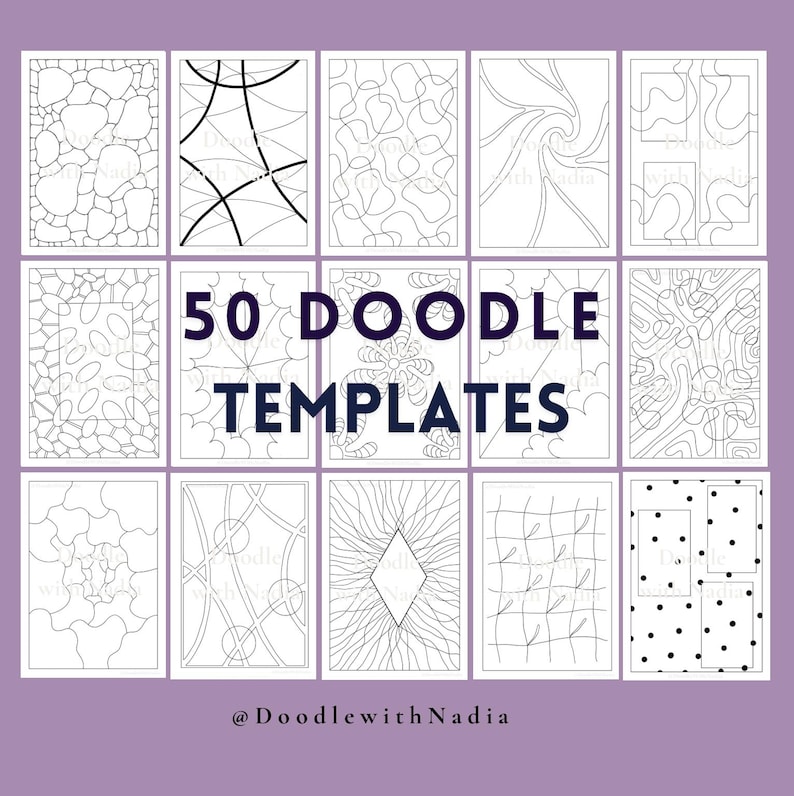 50 Doodle Templates Printable | Zentangle Patterns PDF | Beginner ...