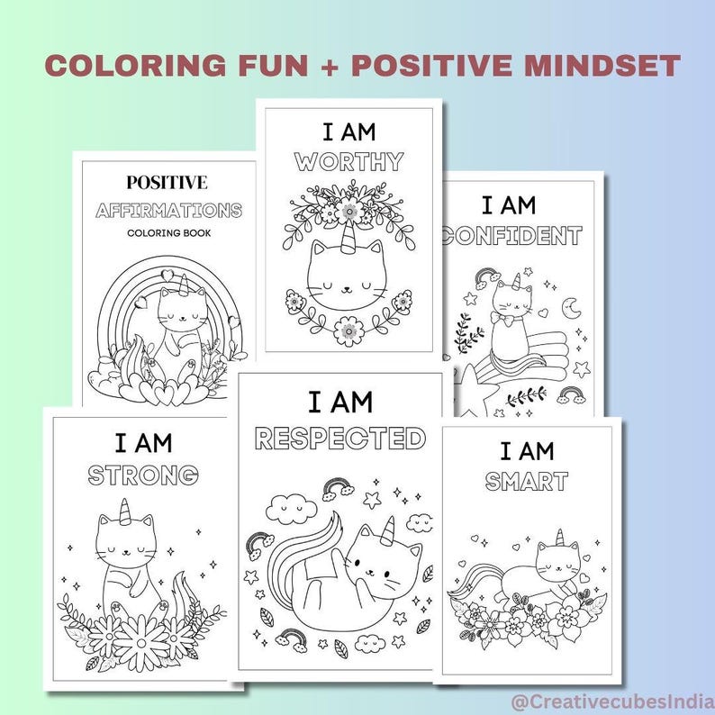 Positive Affirmations Coloring Pages| Fun Positive Mind Set Activity ...