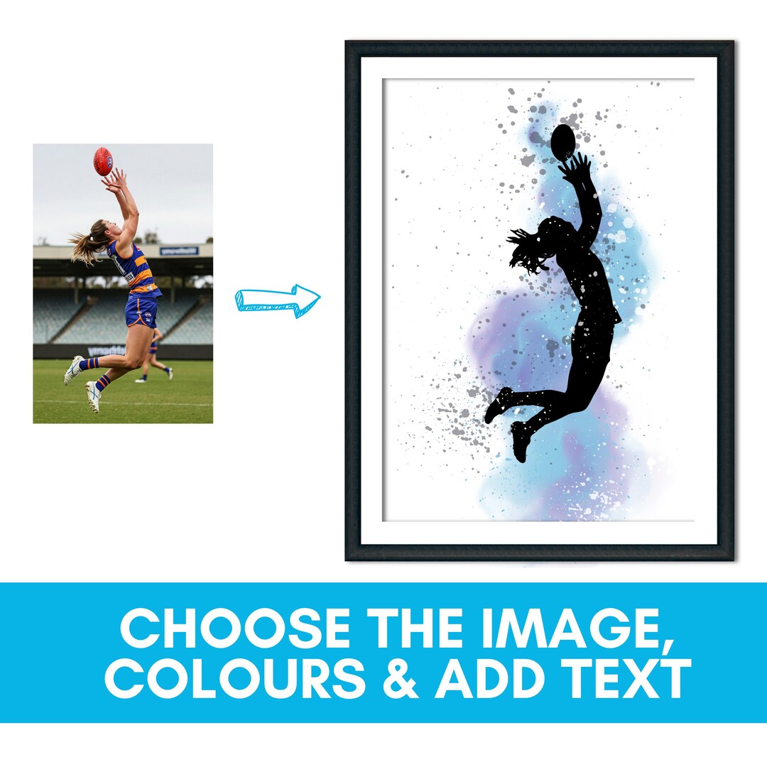 Personalised Football Wall Art for AFL Fan Birthday Gift Aussie Rules ...