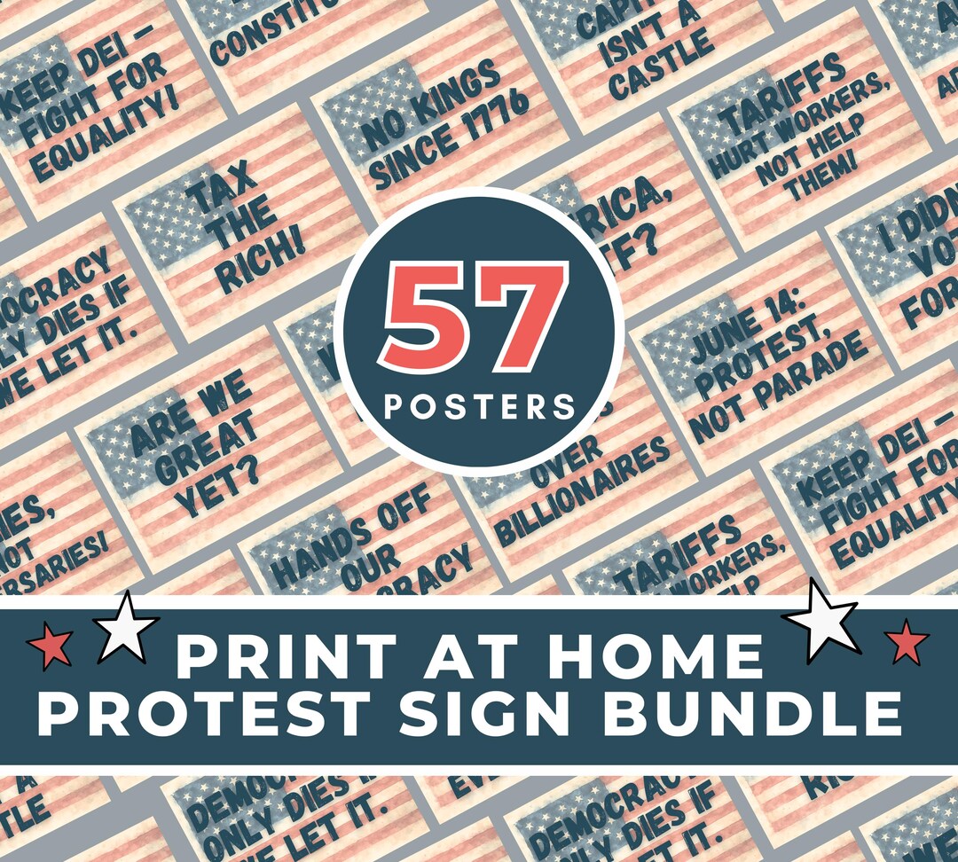 57 Unique Printable Protest Poster Sign BUNDLE Anti Trump USA Democracy ...