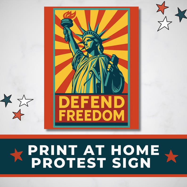 Printable Protest Poster Sign Lady Liberty USA Rally Patriotic Anti ...