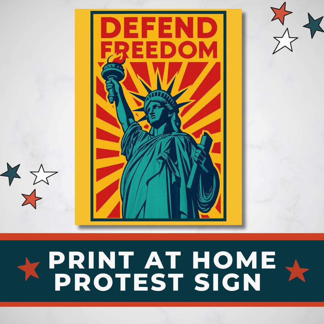 Printable Protest Poster Sign Statue of Liberty USA Rally Patriotic ...