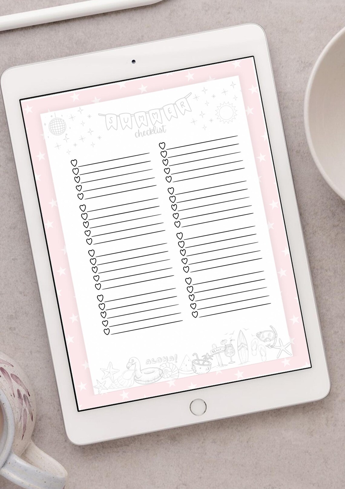 Summer Checklist Coloring Page | Digital Download | Printable Bucket ...