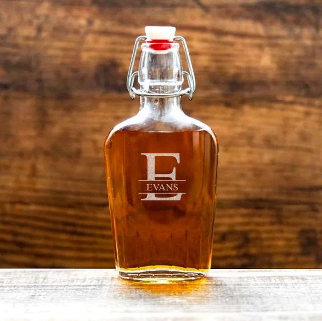 Engraved Glass Flask, Vintage Flask, Old Fashion Flask, Men's Gifts ...
