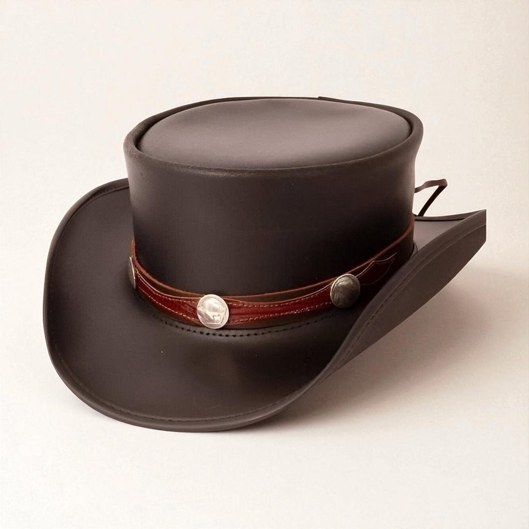 Steampunk Leather Top Hat: Cowboy Conchos, Victorian Costume - Etsy