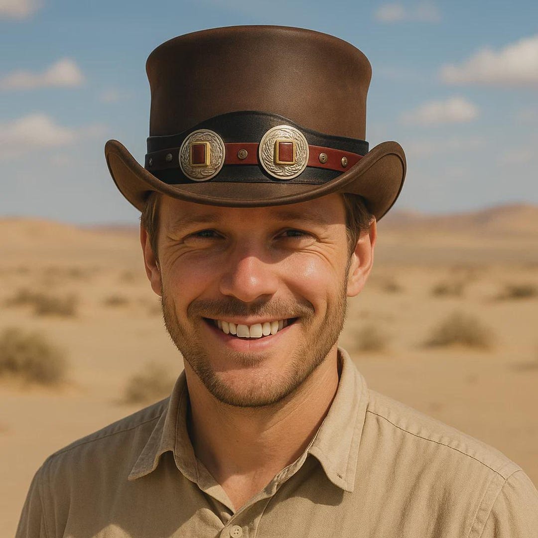 Handmade Brown Leather Steampunk Top Hat: Western Concho Accents - Etsy