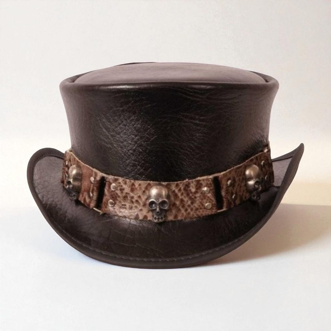 Handmade Leather Gothic Top Hat: Skull Band Steampunk Costume - Etsy