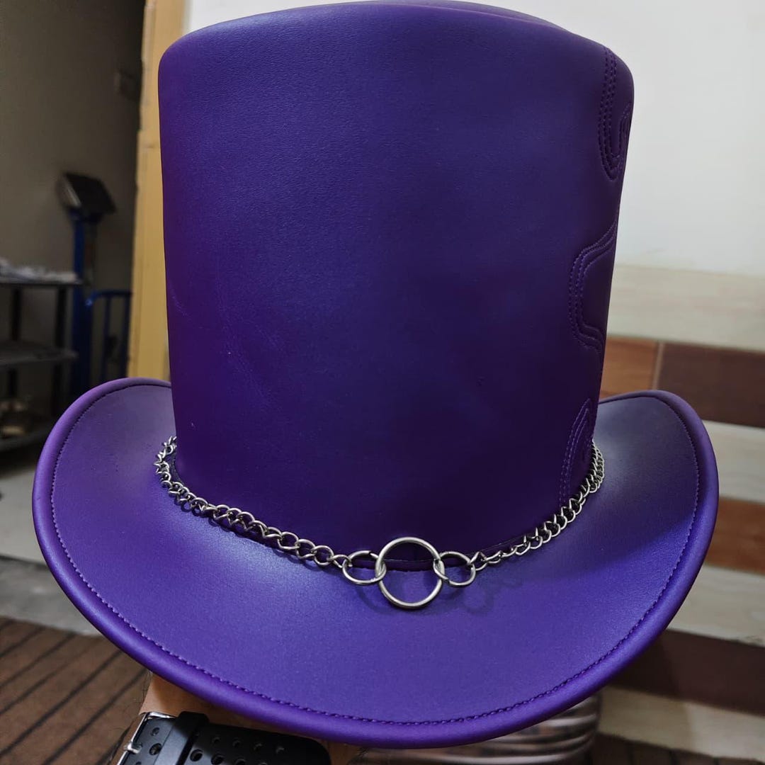 Handmade Purple Leather Top Hat, Gothic Steampunk Festival Costume Hat ...