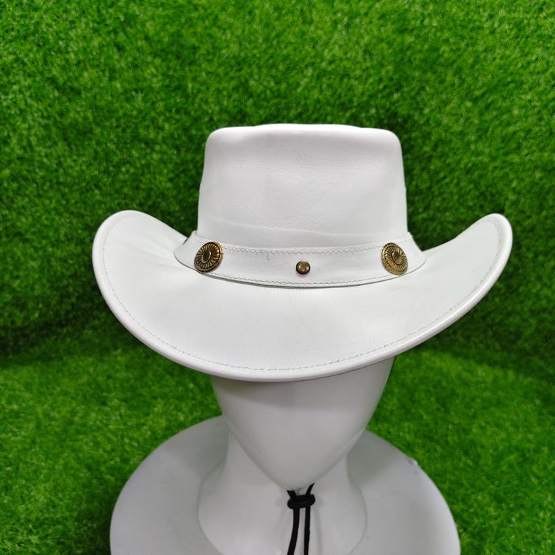 Handmade and Genuine White Leather Cowboy Hat for Men Western Style ...