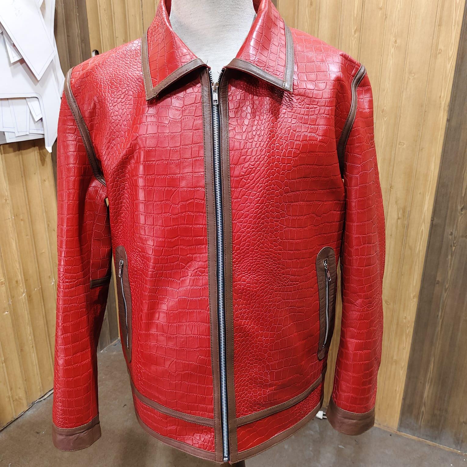 Handmade Crocodile Embossed Leather Jacket: Bold Streetwear Style - Etsy