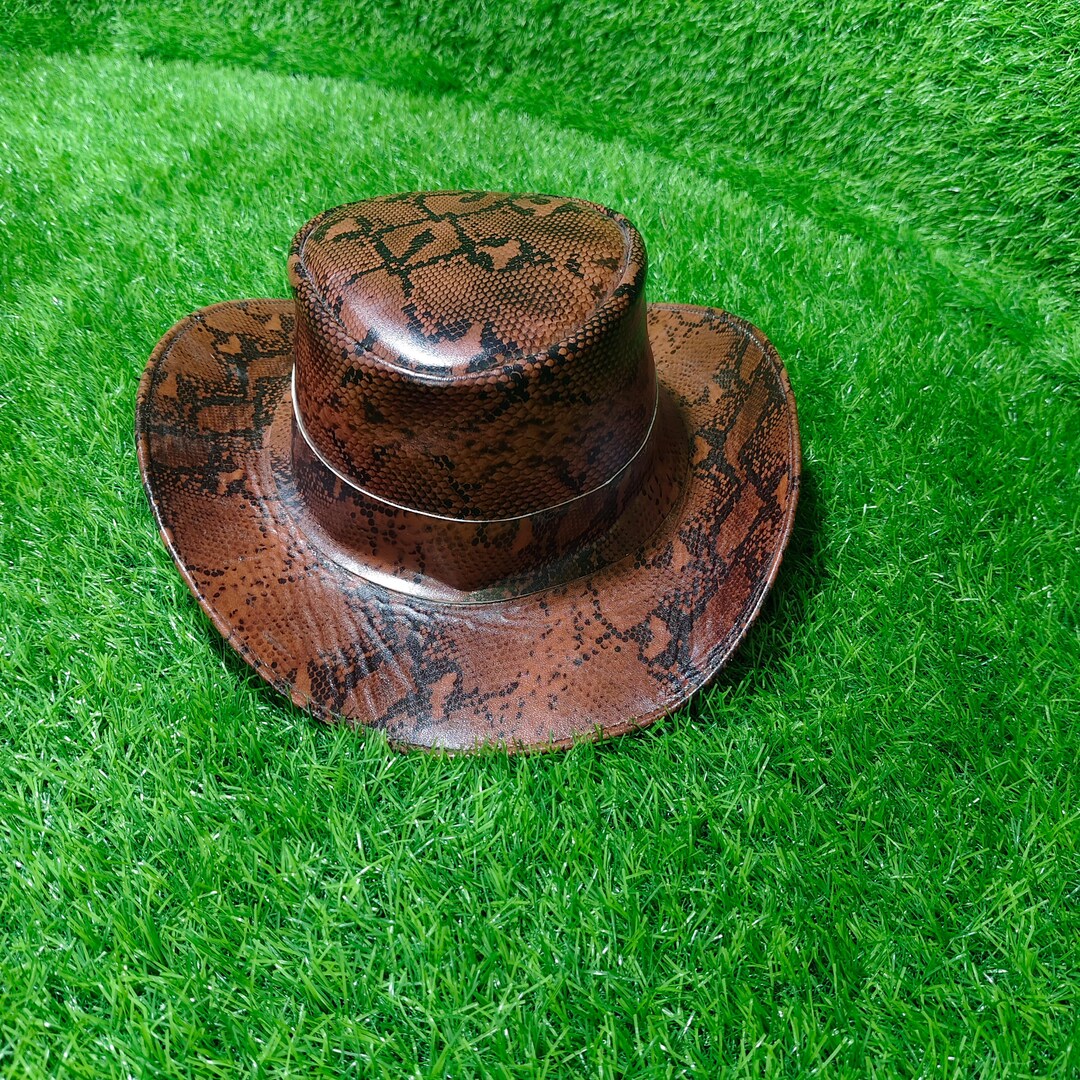 Handmade Faux Leather Snakeskin Cowboy Hat: Western Rodeo Style - Etsy