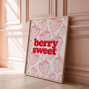 Berry Sweet Strawberry Printable Wall Art, Cute Fruit Poster, Playful ...