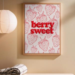 Berry Sweet Strawberry Printable Wall Art, Cute Fruit Poster, Playful ...