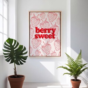 Berry Sweet Strawberry Printable Wall Art, Cute Fruit Poster, Playful ...