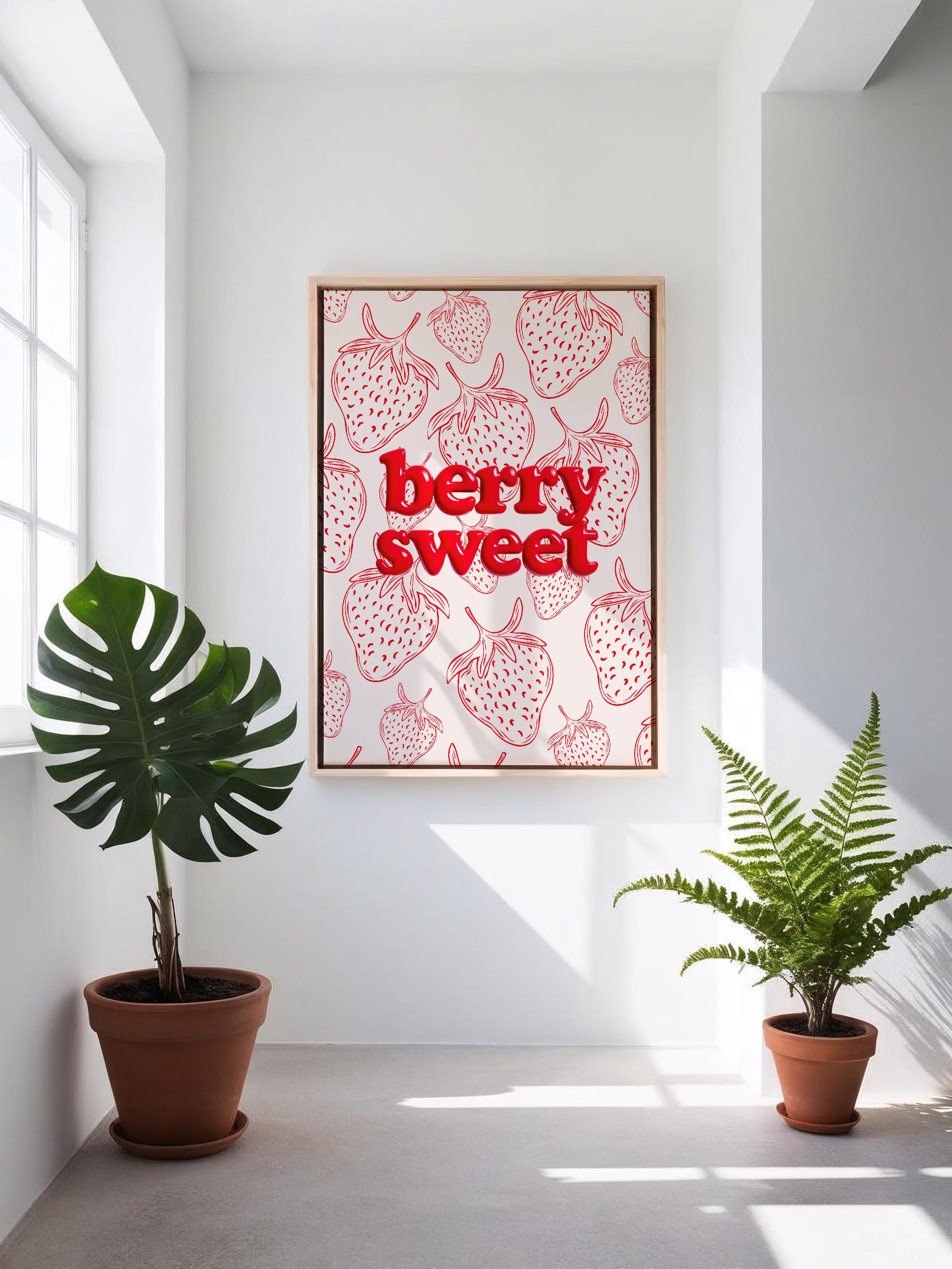 Berry Sweet Strawberry Printable Wall Art, Cute Fruit Poster, Playful ...