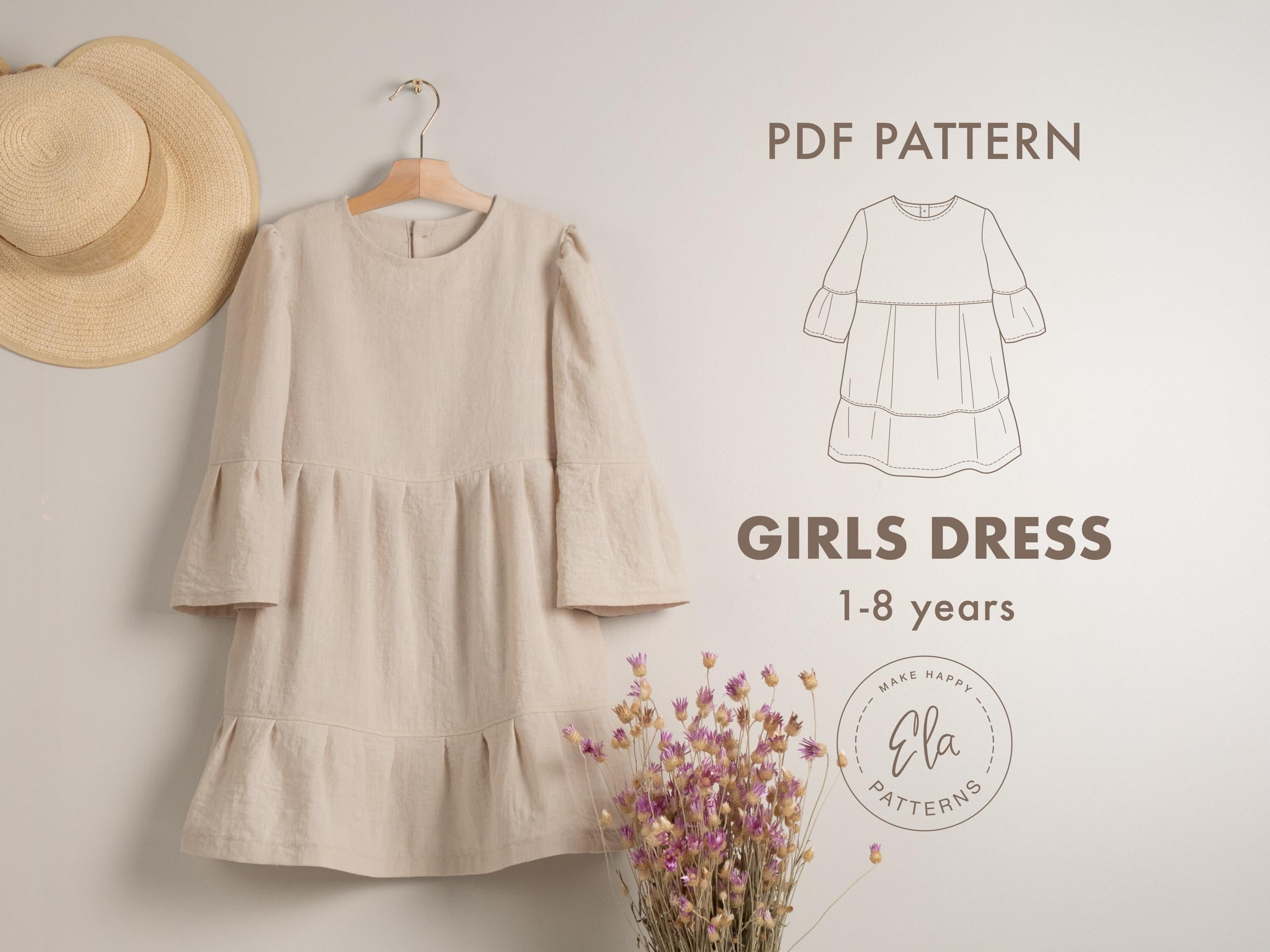Girls Linen Dress PDF Sewing Pattern | Baby Toddler Girl Dress 1-8Y ...