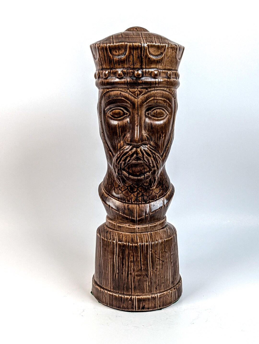 Ceramic Tiki Chess King Statue, Brown Drip Glaze, Oversized King Chess ...