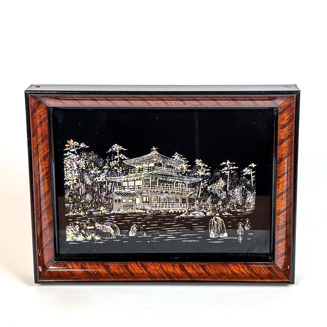 Vintage Kinkaku-ji Art: Mother of Pearl Inlay, Kyoto Golden Pavilion ...
