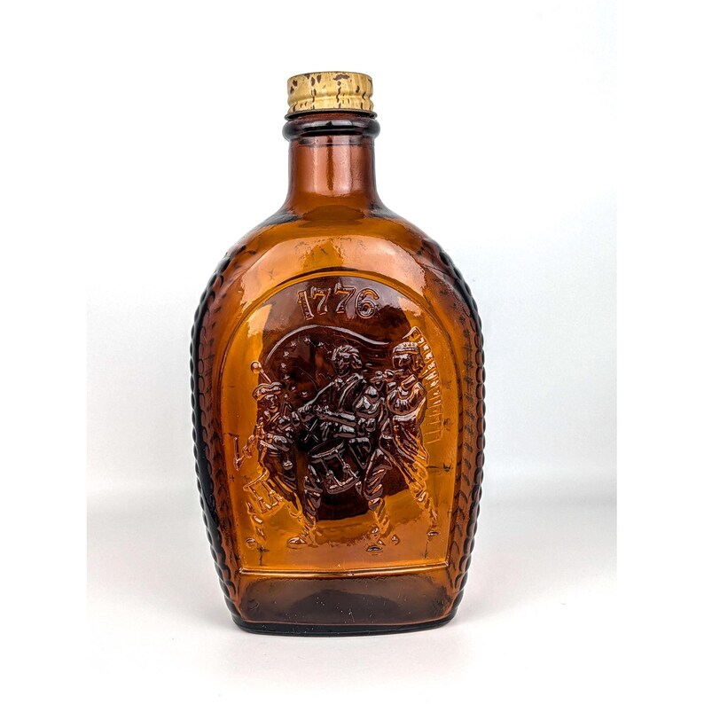 Vintage 1976 Log Cabin Syrup Bicentennial Flask Amber Glass Decanter ...