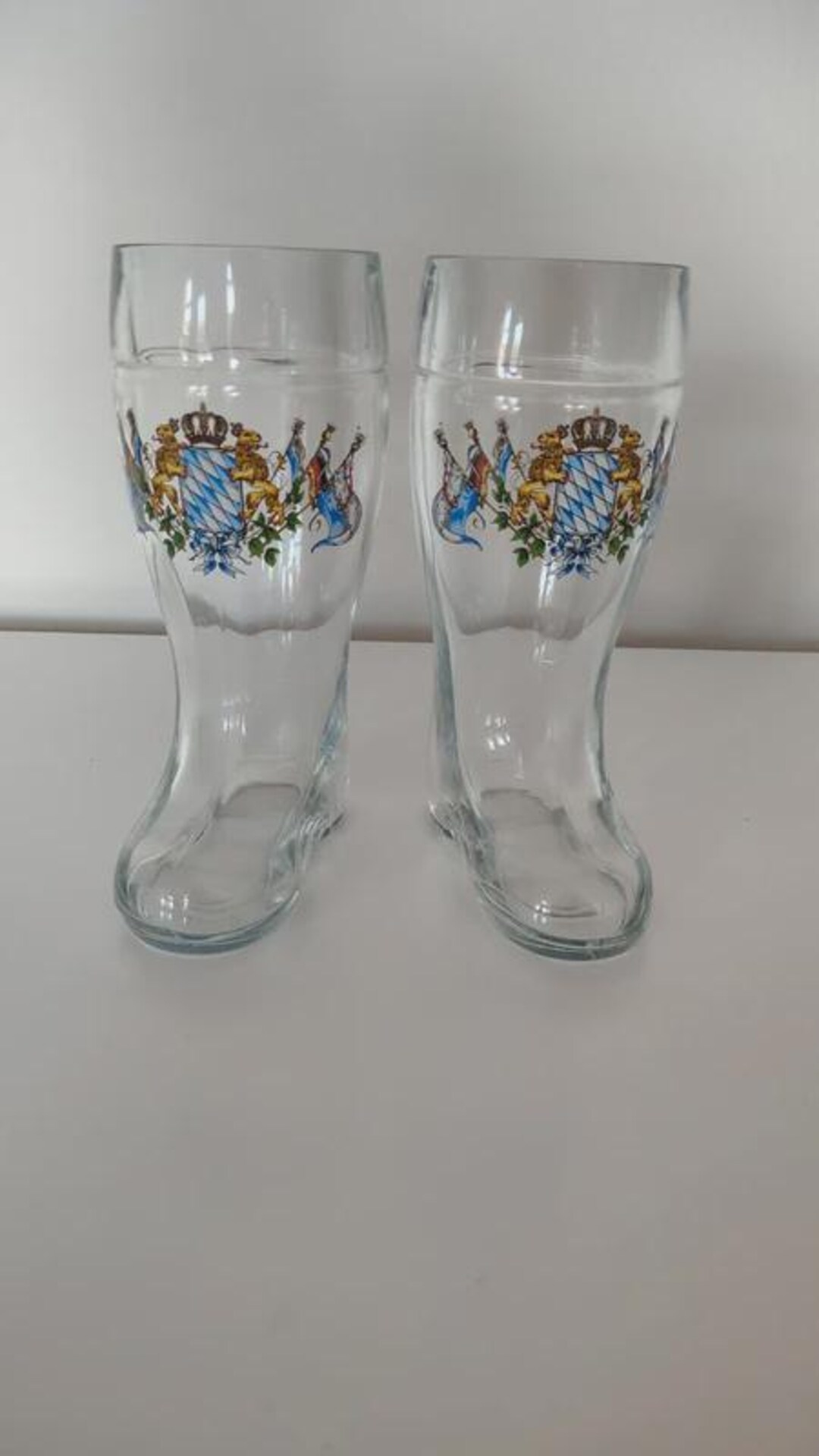 Traditional Vintage Bavarian Boot Glass Tankard Pint Pair Made in ...