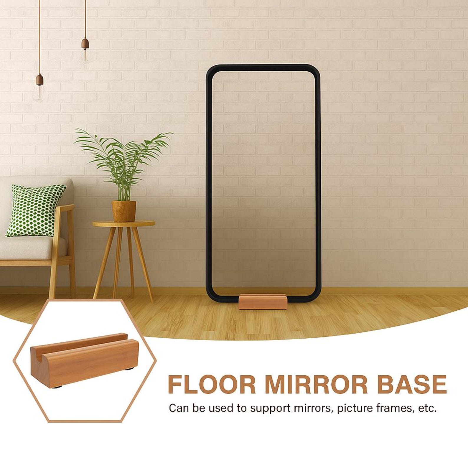 Solid Wood Floor Mirror Stand – Natural Wooden Base for Full-length ...