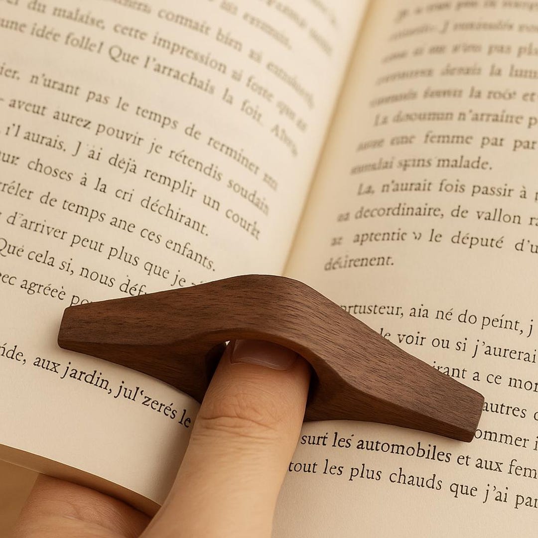 Wooden Thumb Book Holder – One-hand Reading Tool, Beech Wood Page ...