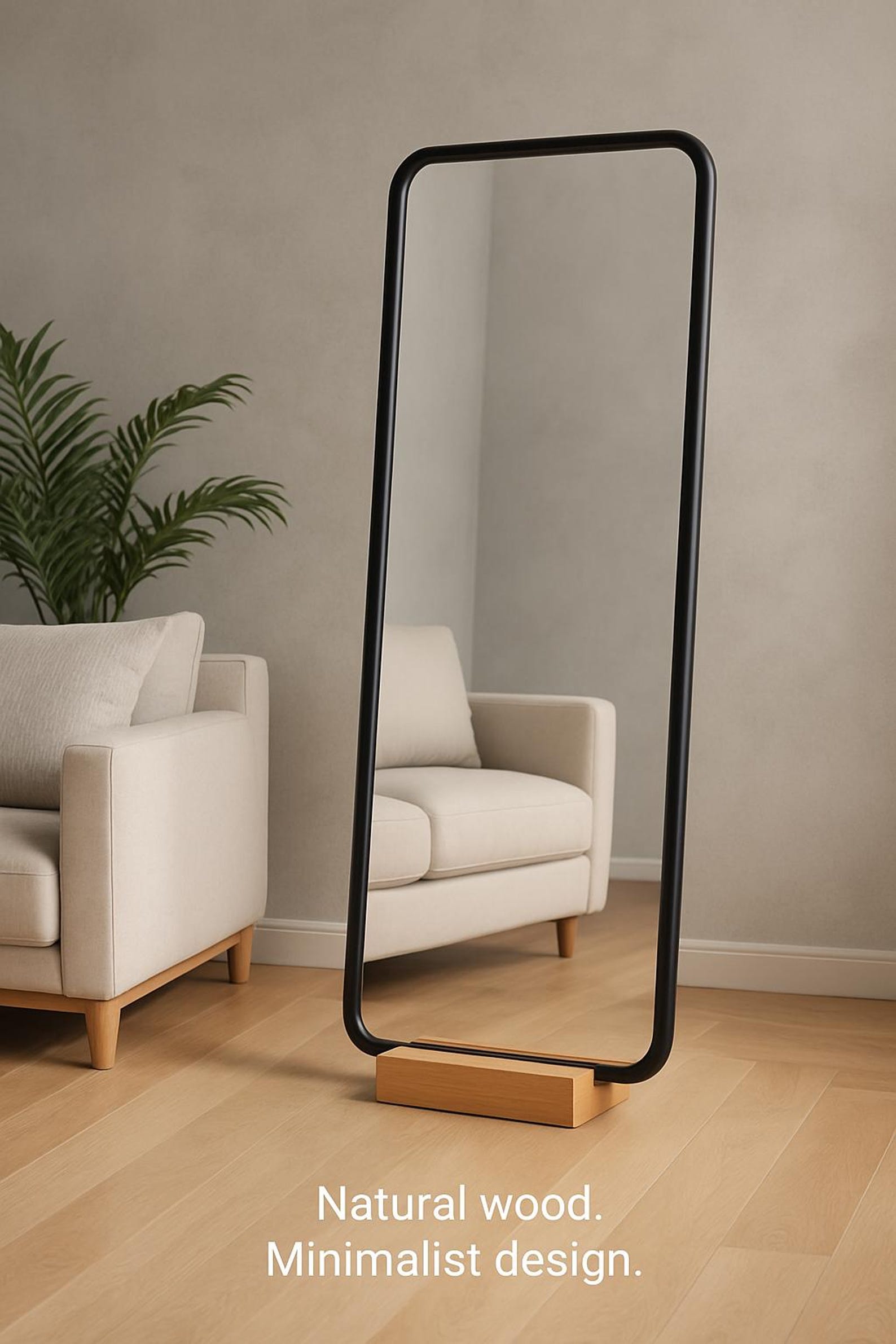 Solid Wood Floor Mirror Stand – Natural Wooden Base for Full-length ...