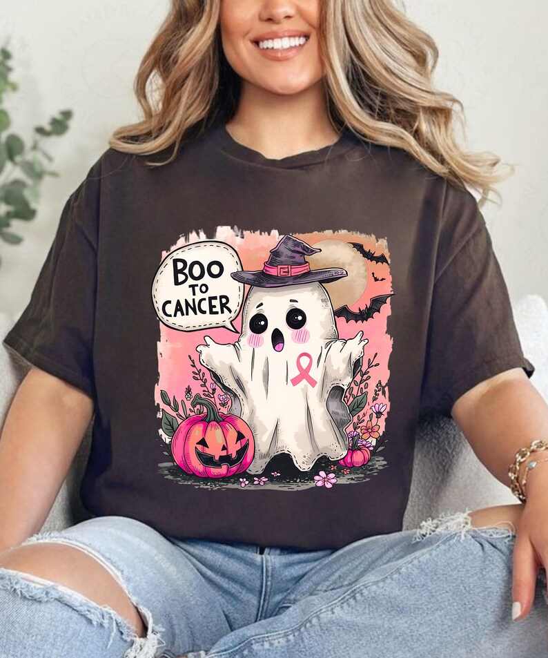 Boo to Cancer Ghost Png| Pink Ribbon Halloween Design | Breast Cancer ...