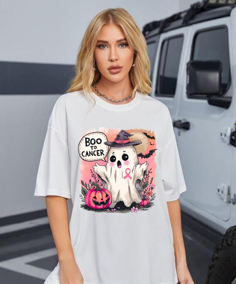 Boo to Cancer Ghost Png| Pink Ribbon Halloween Design | Breast Cancer ...
