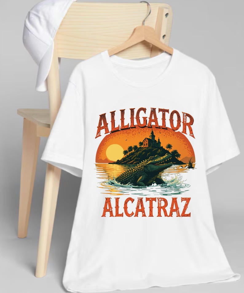 Alcatraz Alligator Retro Sunset T-shirt | Cool Prison Gator Gift ...
