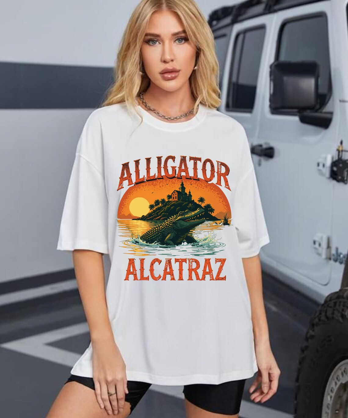 Alcatraz Alligator Retro Sunset T-shirt | Cool Prison Gator Gift ...