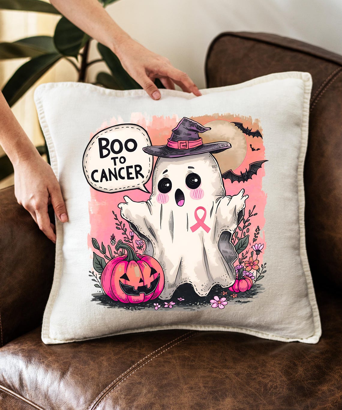 Boo to Cancer Ghost Png| Pink Ribbon Halloween Design | Breast Cancer ...