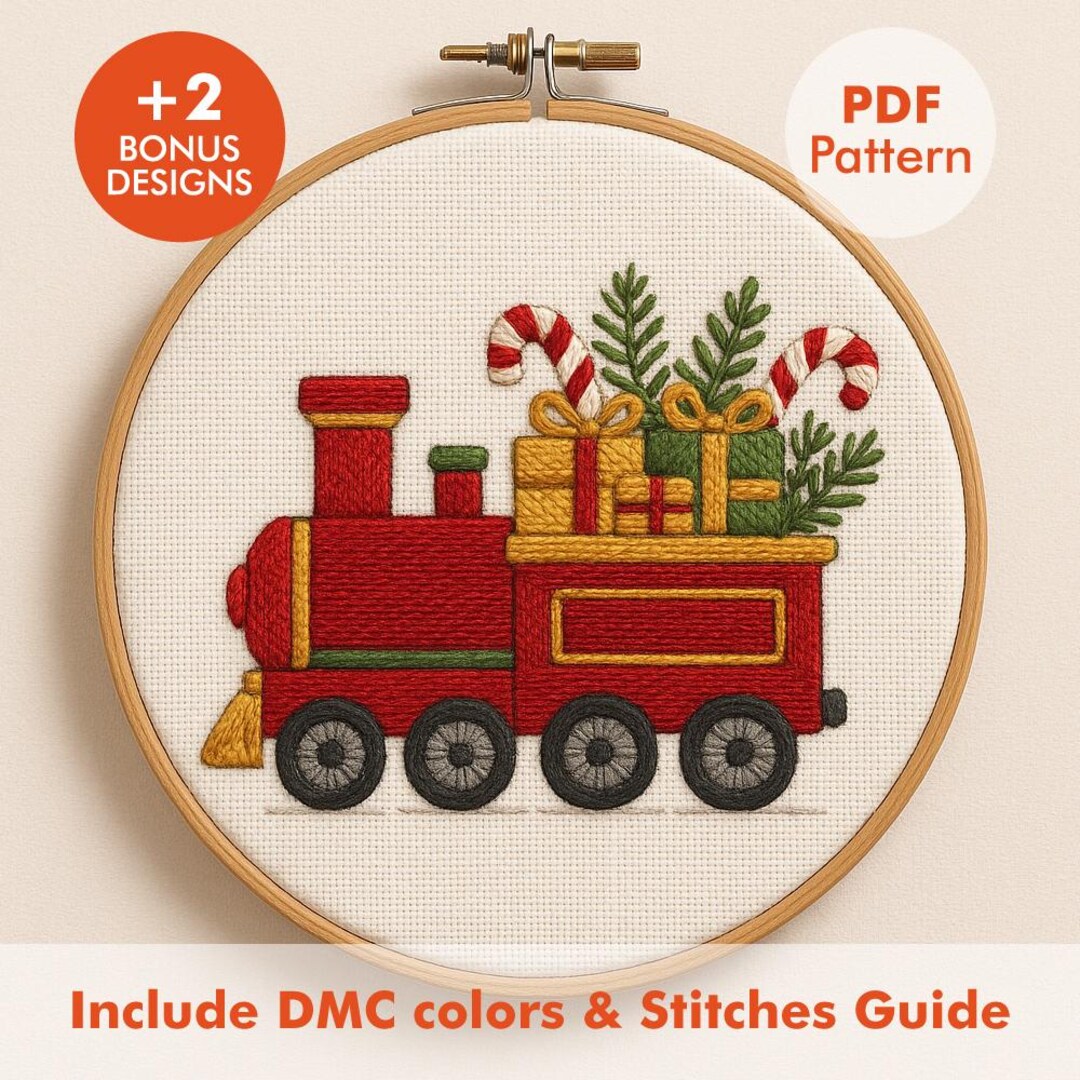 Christmas Train Embroidery Pattern PDF - Etsy