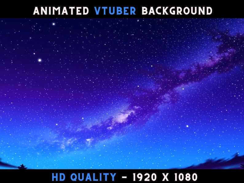 Animated Vtuber Background | Starry Sky Night Scene | Galaxy Anime ...