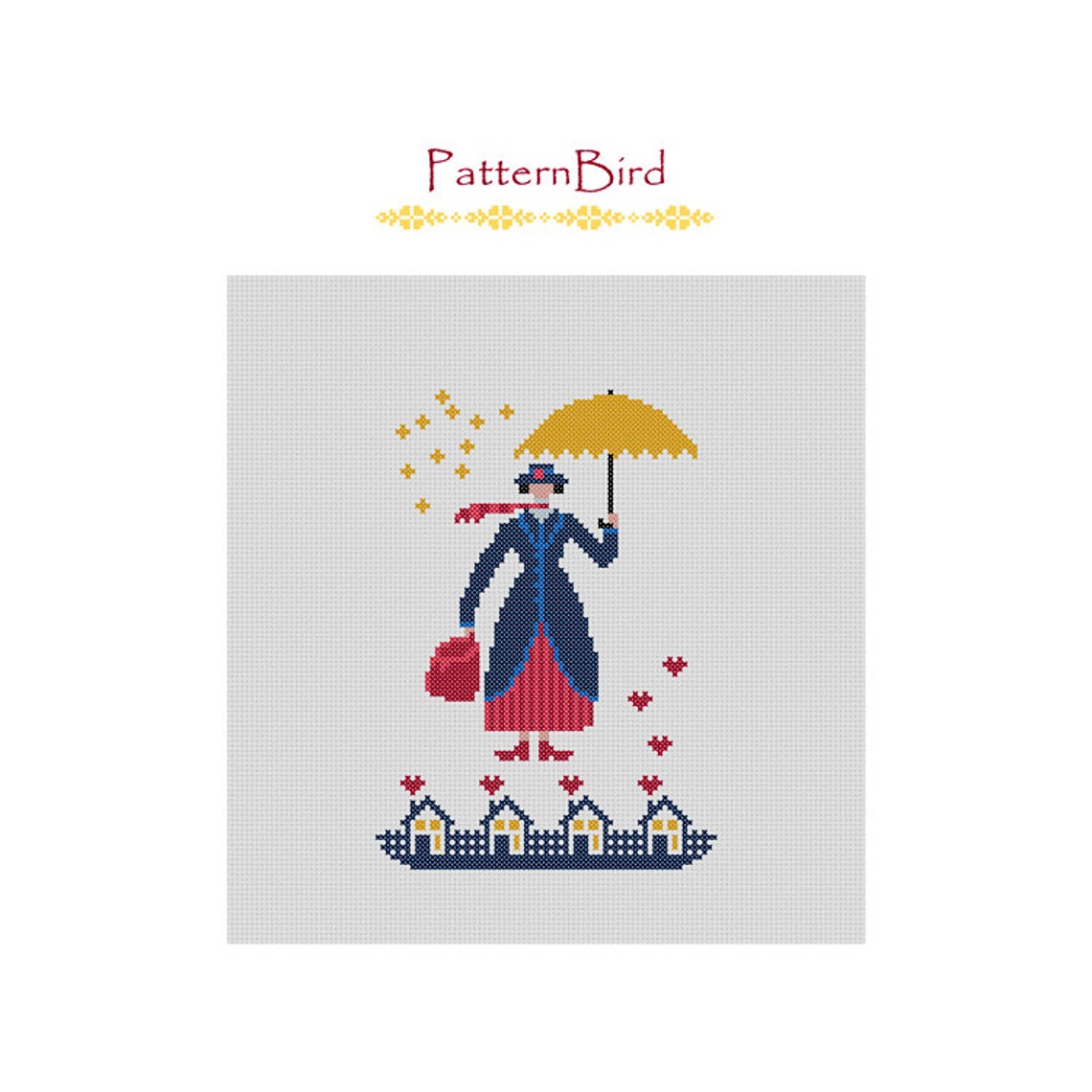 Mary Poppins. Instant Download PDF Cross Stitch Pattern - Etsy