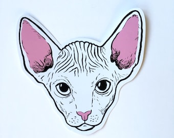 Sphynx Cat Sticker Sphynx Cat Die Cut Vinyl Sticker Hairless | Etsy