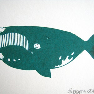 Whale Song Original Limited Edition Screenprint in Navy Aqua - Etsy