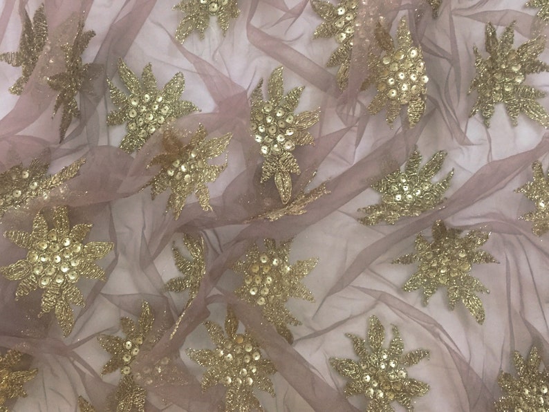 Embroidered Fabric Indian Net/mesh Fabric Purplish Brown - Etsy